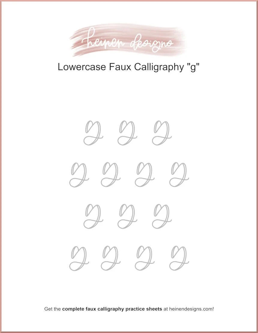 Faux Calligraphy Letter g Practice Sheet - Free Download