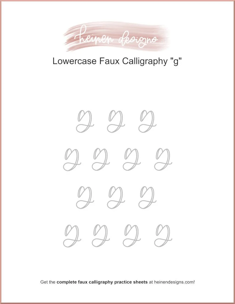 Faux Calligraphy Letter g Practice Sheet - Free Download