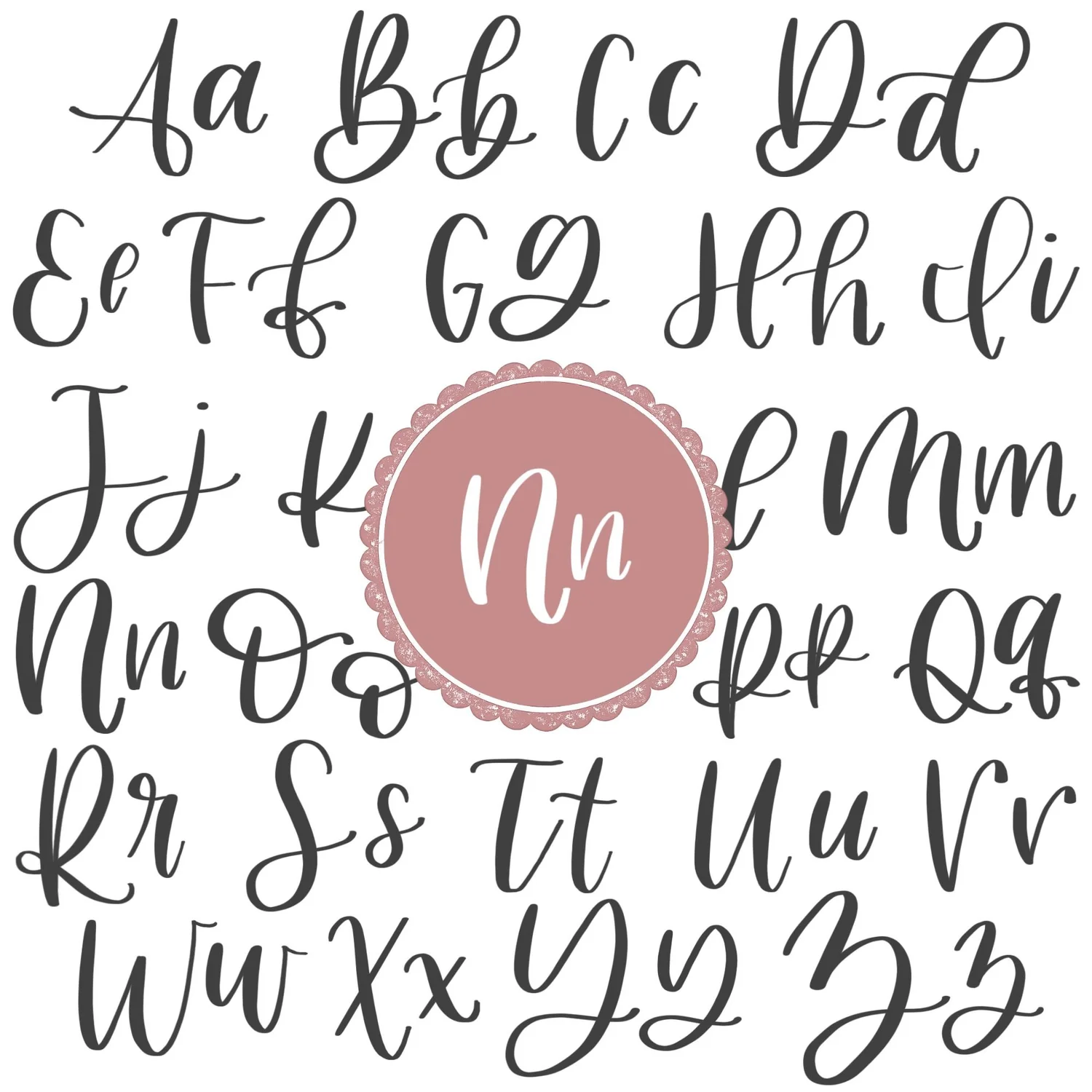 Calligraphy N: Uppercase, Lowercase, Strokes & Practice