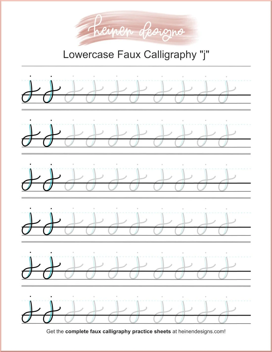 Faux Calligraphy Letter j Practice Sheet - Free Download