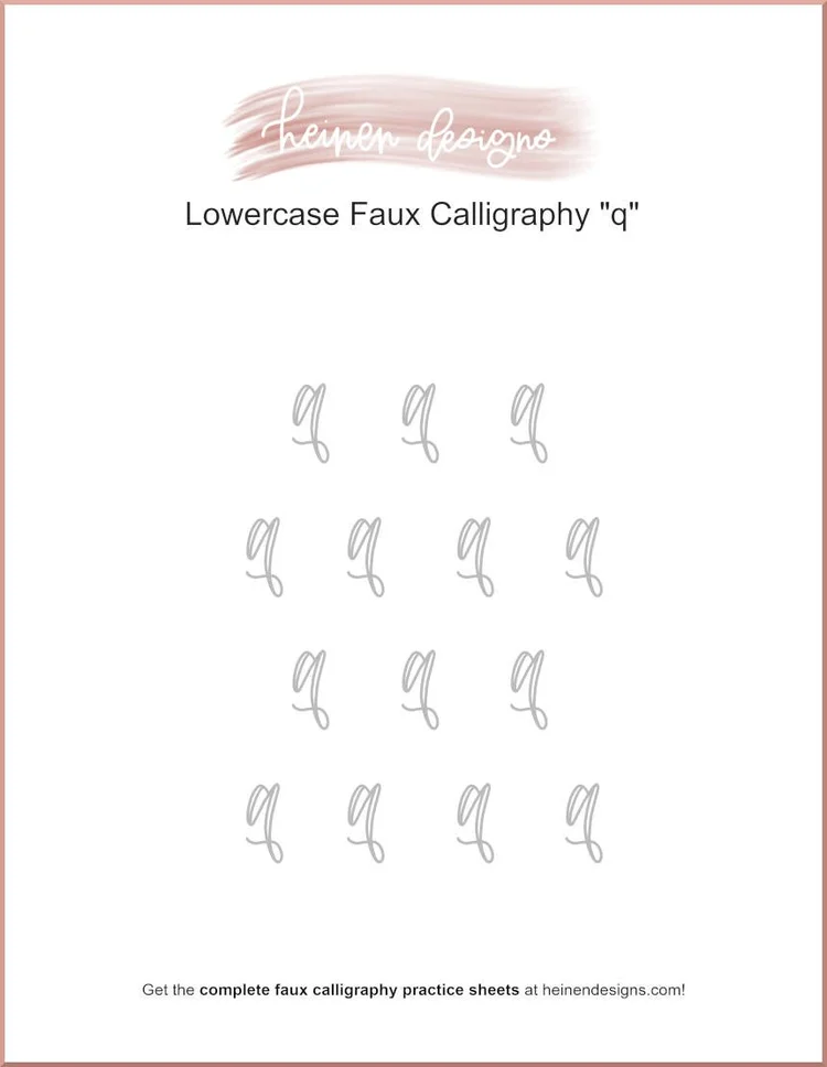 Faux Calligraphy Letter q Practice Sheet - Free Download