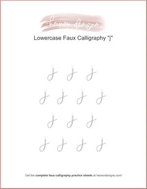 Faux Calligraphy Letter j Practice Sheet - Free Download