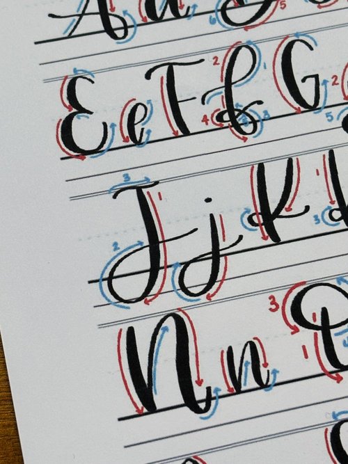 Calligraphy J: Uppercase, Lowercase, Strokes & Practice