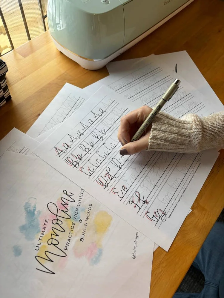 Monoline Lettering Worksheets