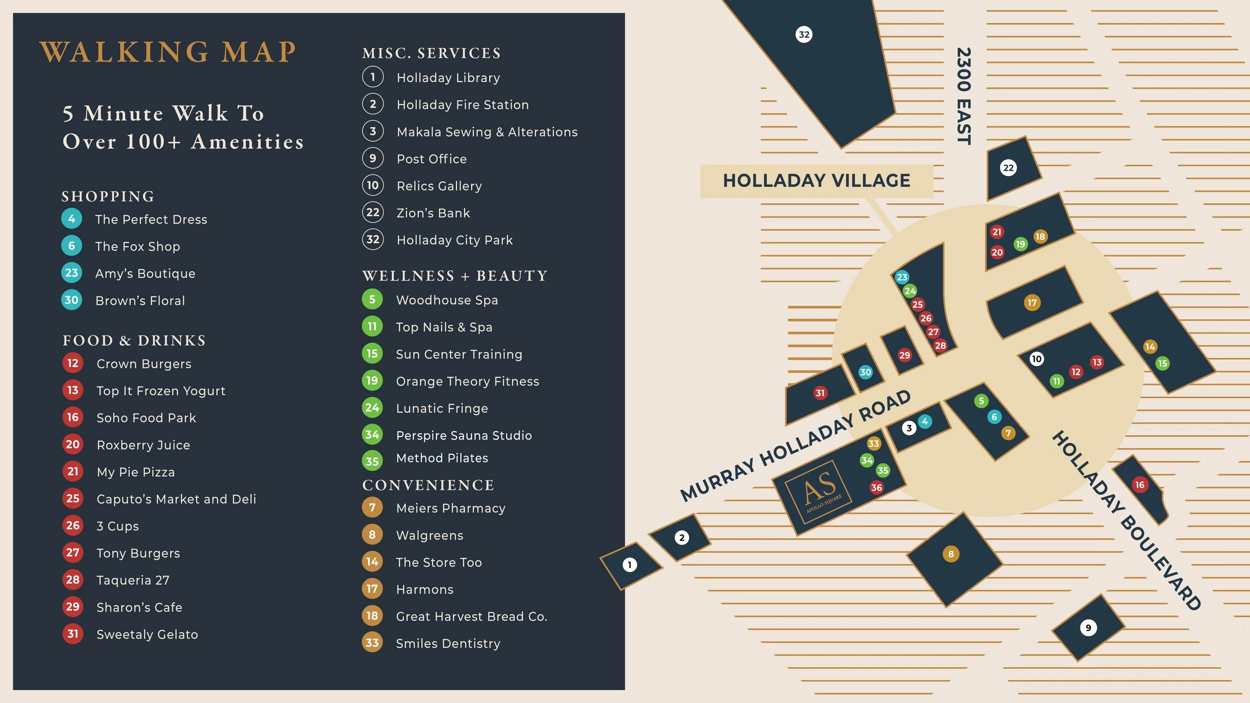 Amenities — Apollo Square - Walkable Residences in the Heart of Holladay