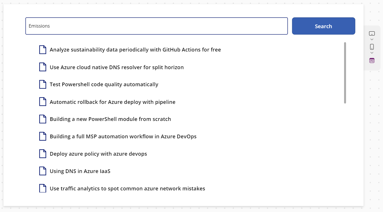 Use AI search in a power app to search an API — AutoSysOps