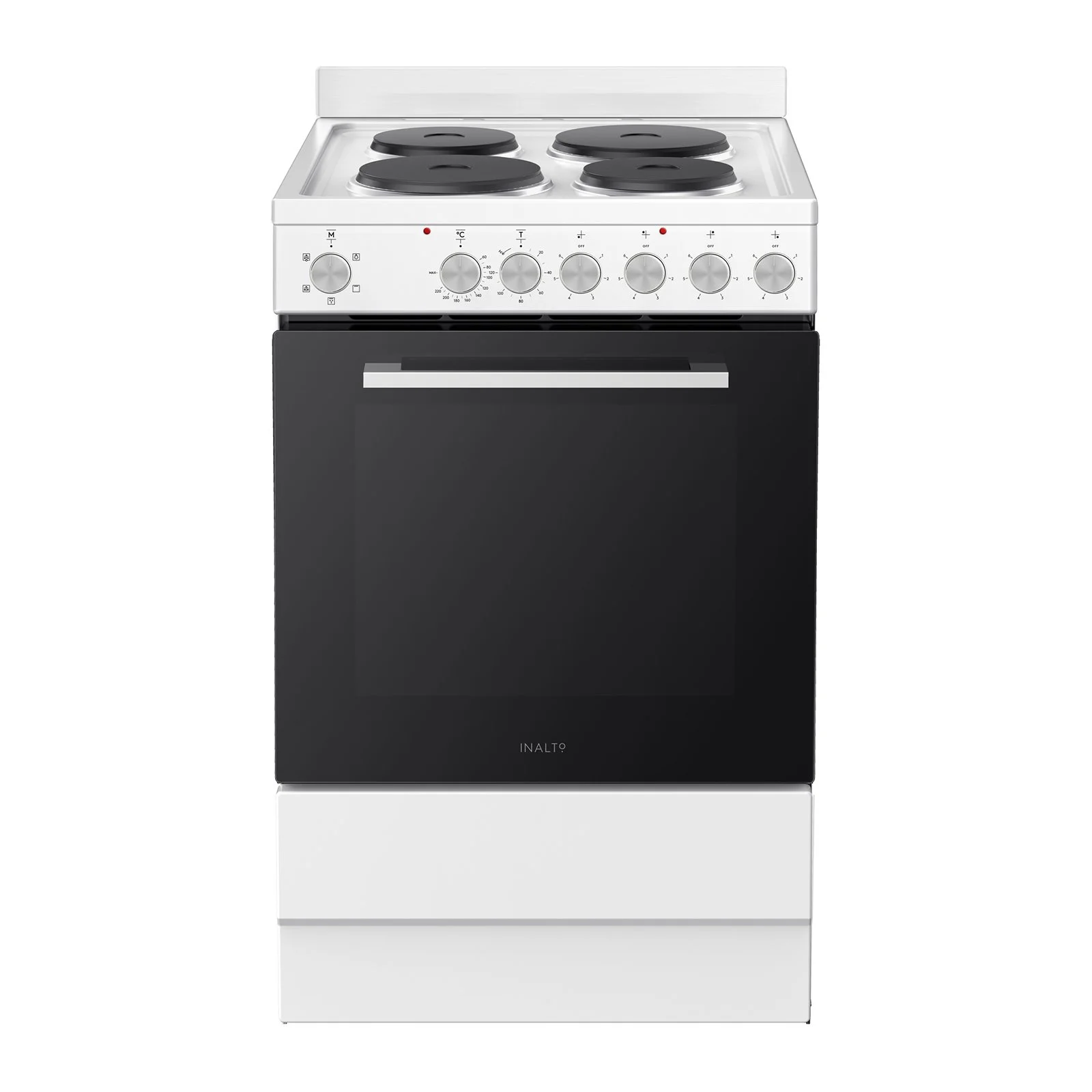 54cm Freestanding Double Cavity Cooker with Ceramic Cooktop, White ...