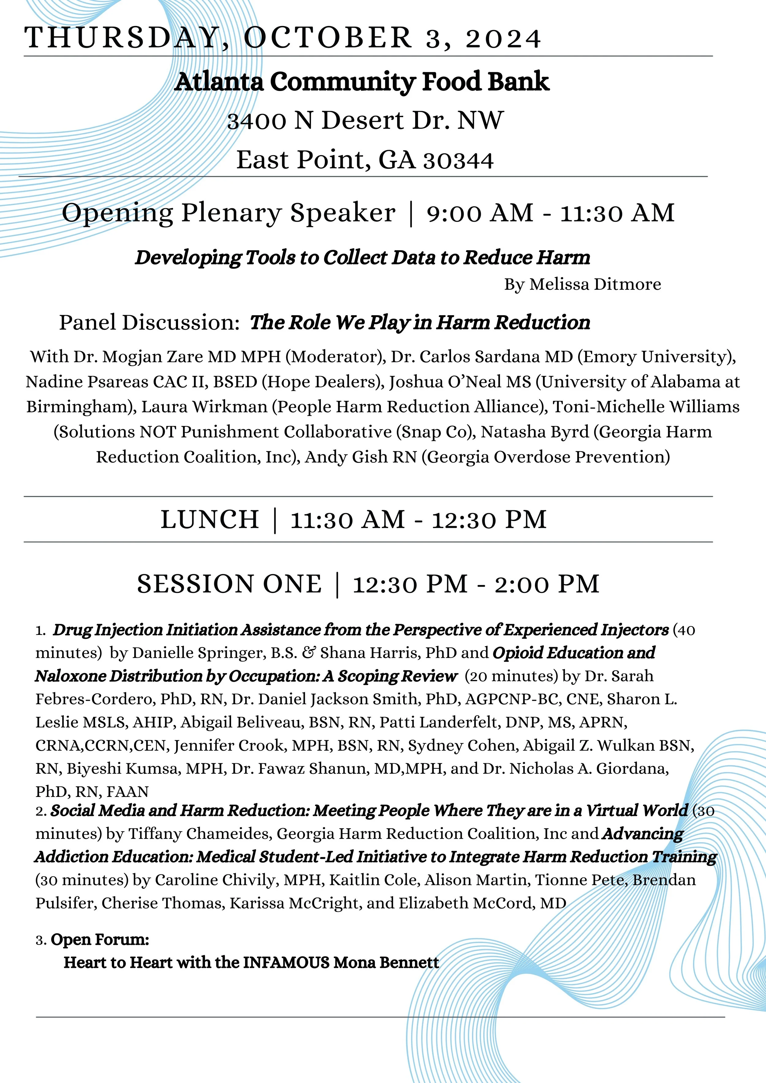 Conference Schedule & Program — Southern Harm Reduction Conference 2024