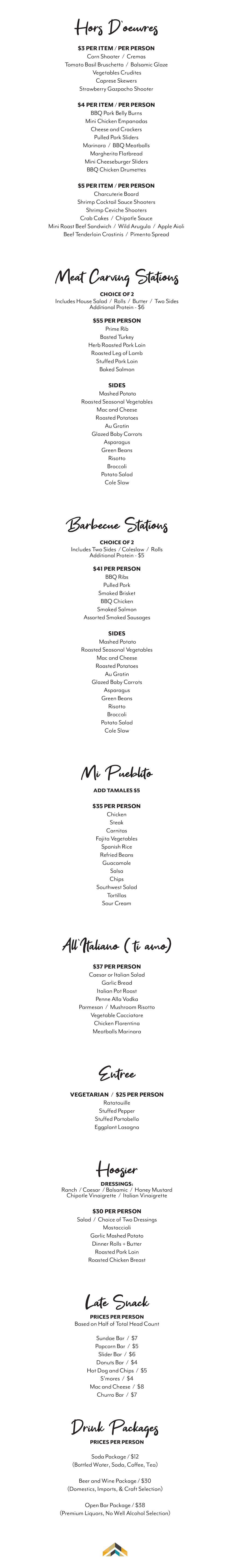 WEDDING MENU — THE DESIGN BARN