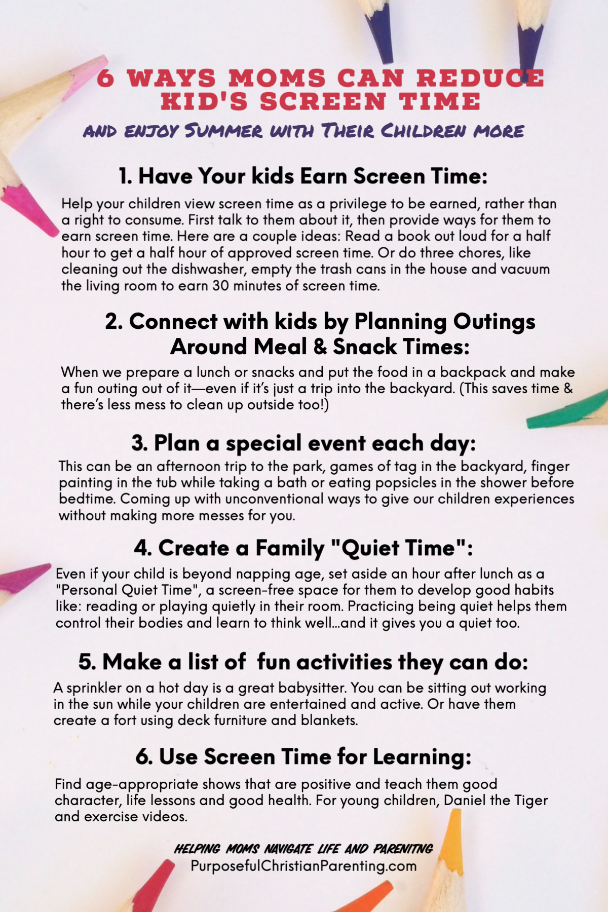 Parenting Lists & Ideas — Purposeful Christian Parenting