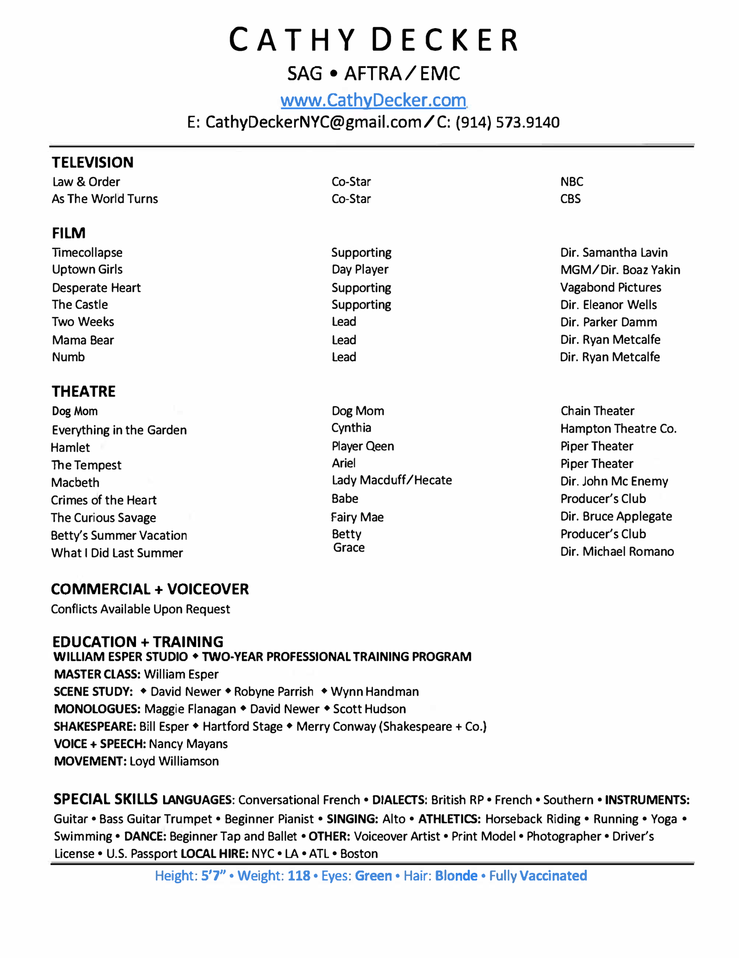 Resume — Cathy Decker