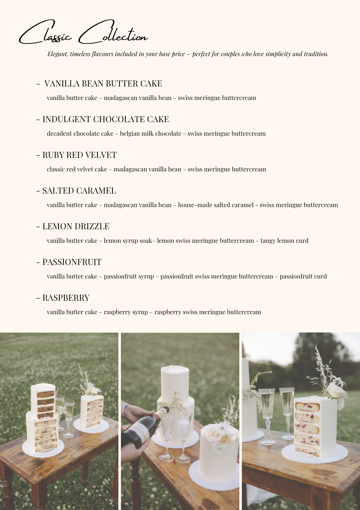 Wedding Cake Menu | CAKES by Han | Hunter Valley & Newcastle — Cakes by Han