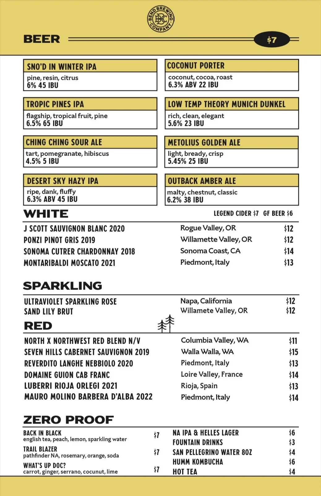 Menu — Waypoint by Bend Brewing