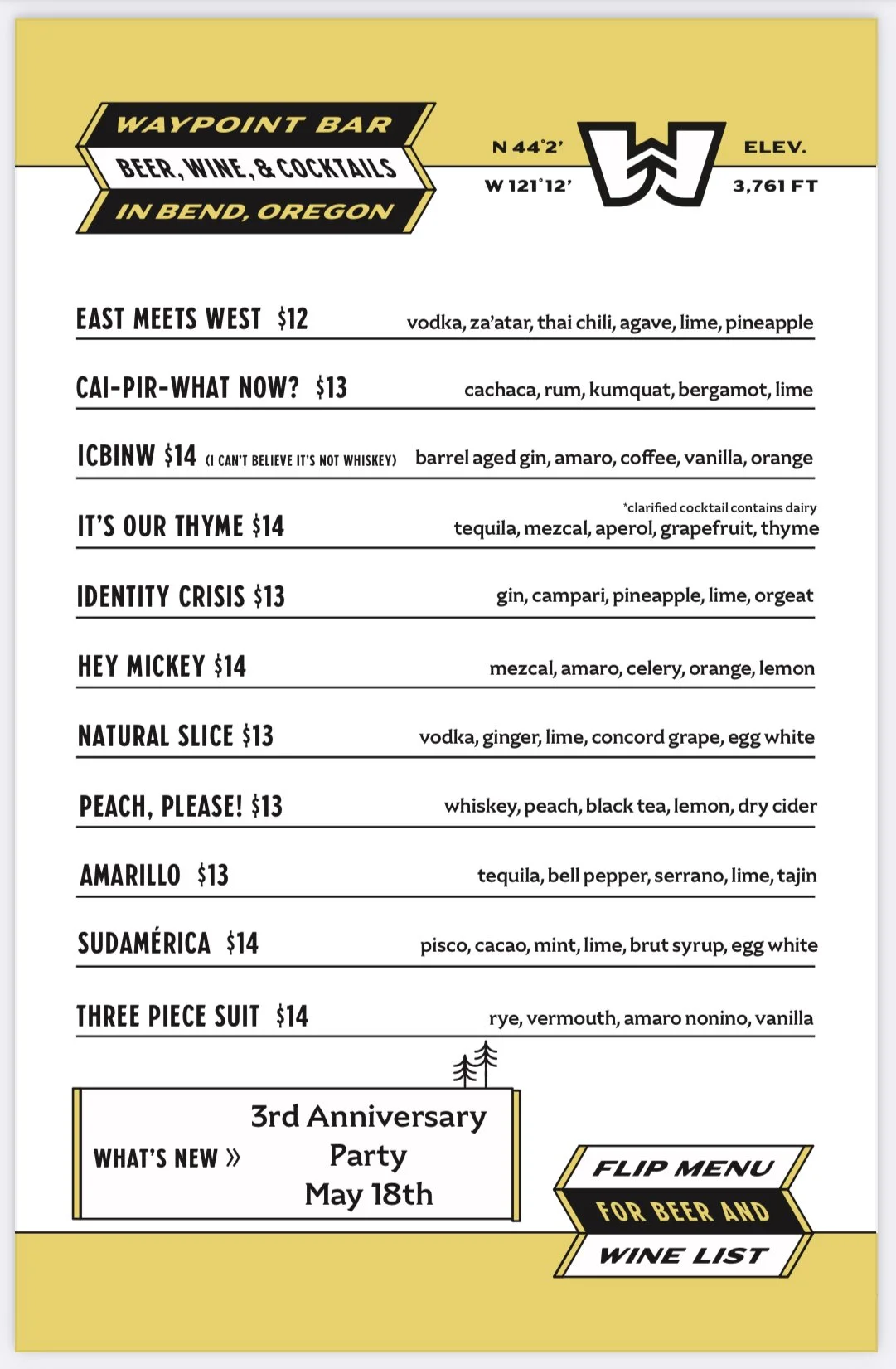 Menu — Waypoint by Bend Brewing