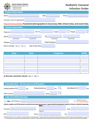 Home Infusion Order Forms — Home Infusion Options