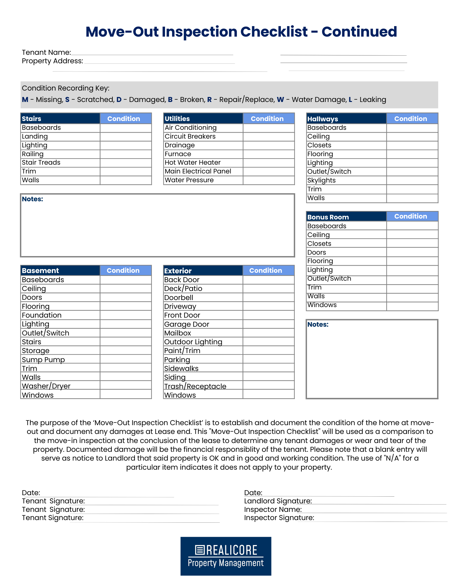 Free Move-Out Checklist — Realicore Real Estate Group