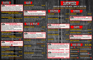 Menus — Outlaw BBQ and Cater Market