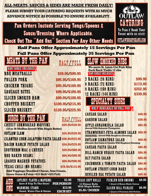 Outlaw BBQ Spokane Catering Menu — Outlaw BBQ and Cater Market