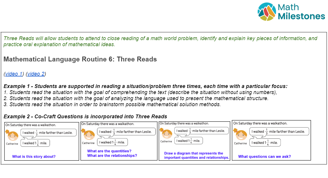 Student Handouts — Math Milestones