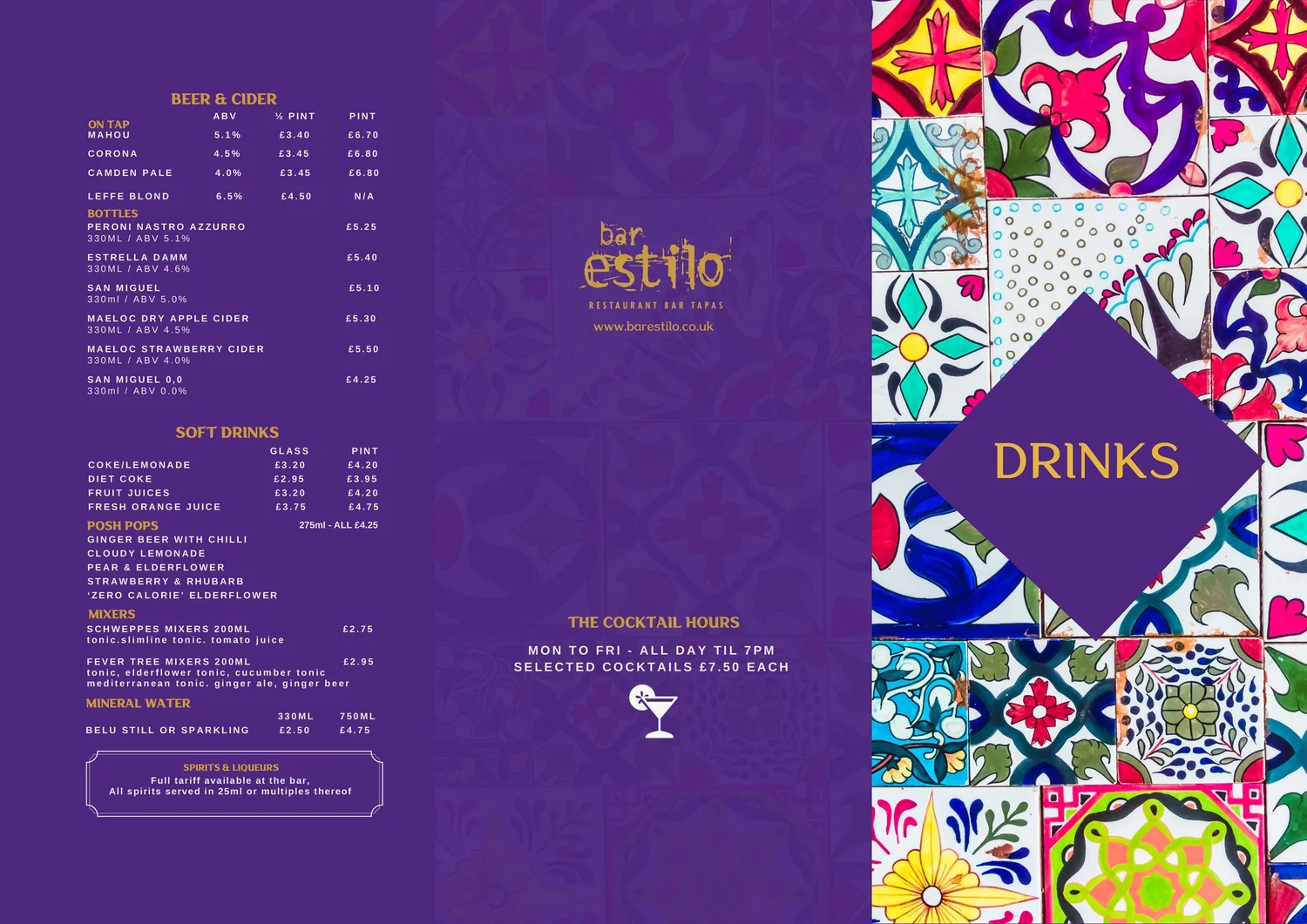 Menus — Bar Estilo Birmingham
