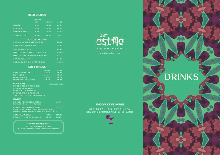 Menus — Bar Estilo Birmingham