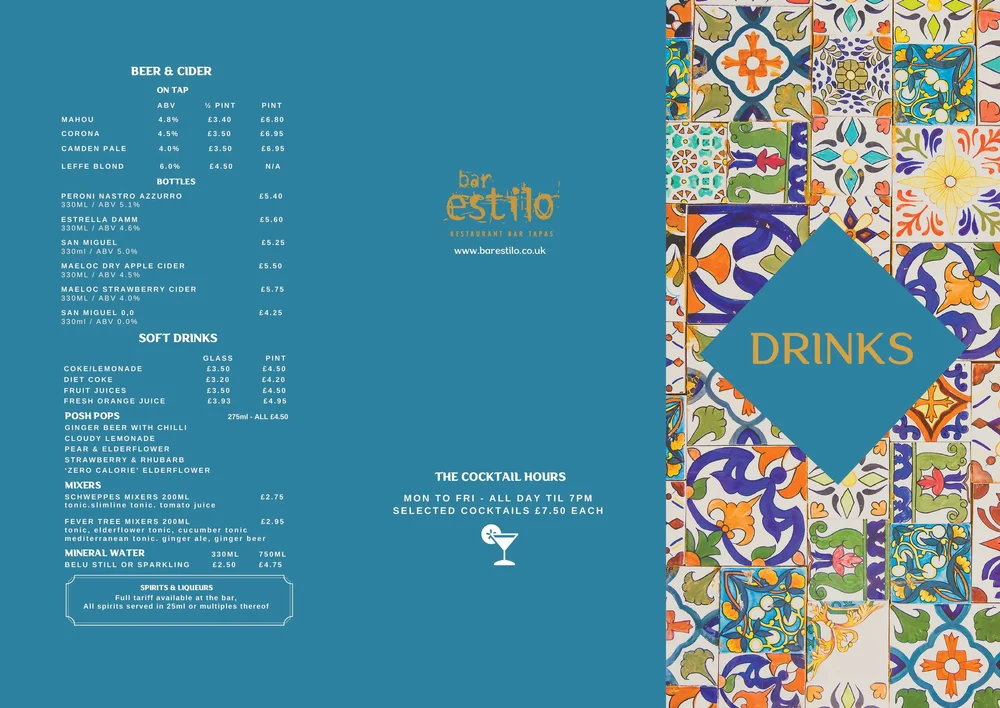 Menus — Bar Estilo Birmingham