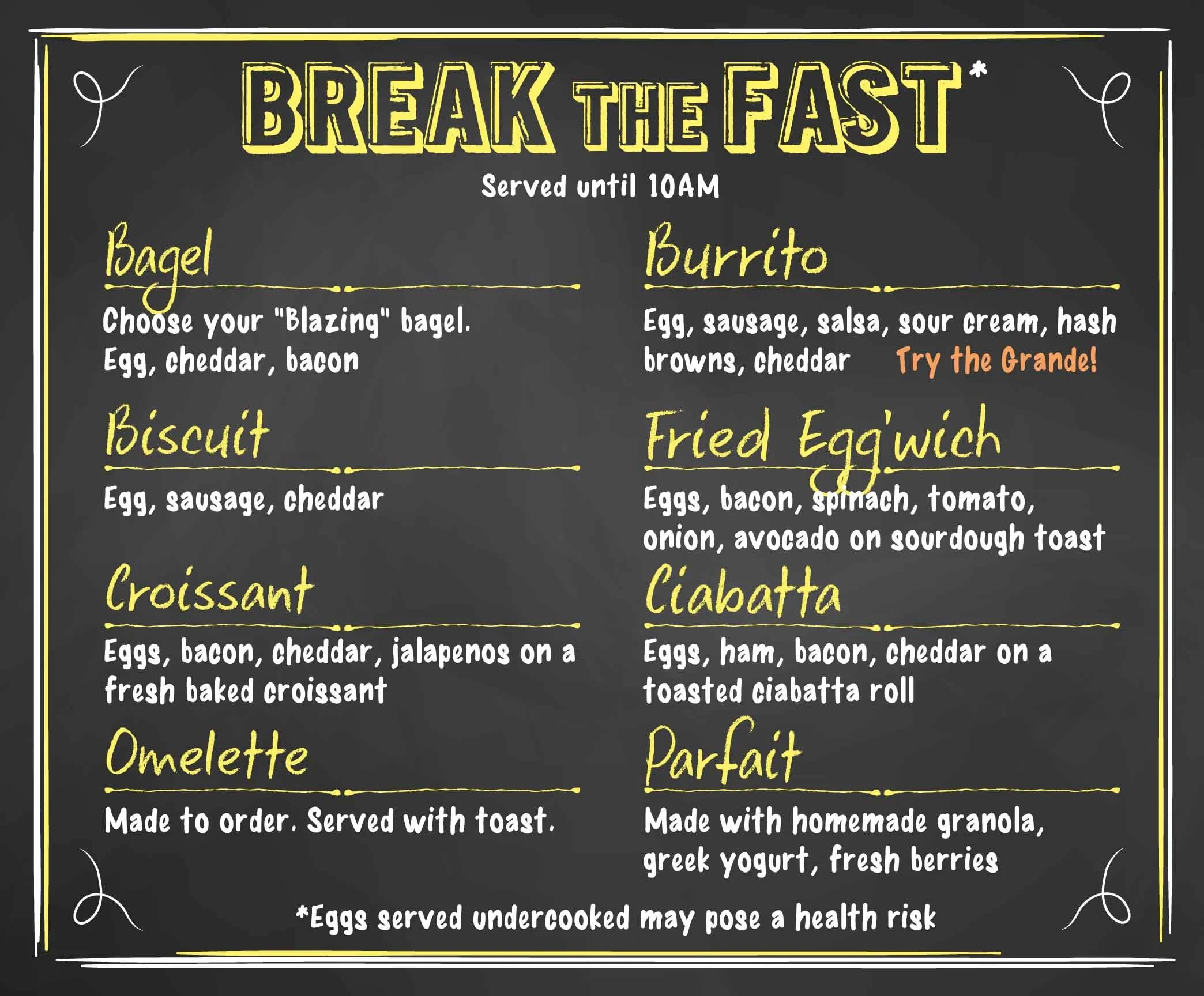 Breakfast Menu — Poppinjay's Cafe