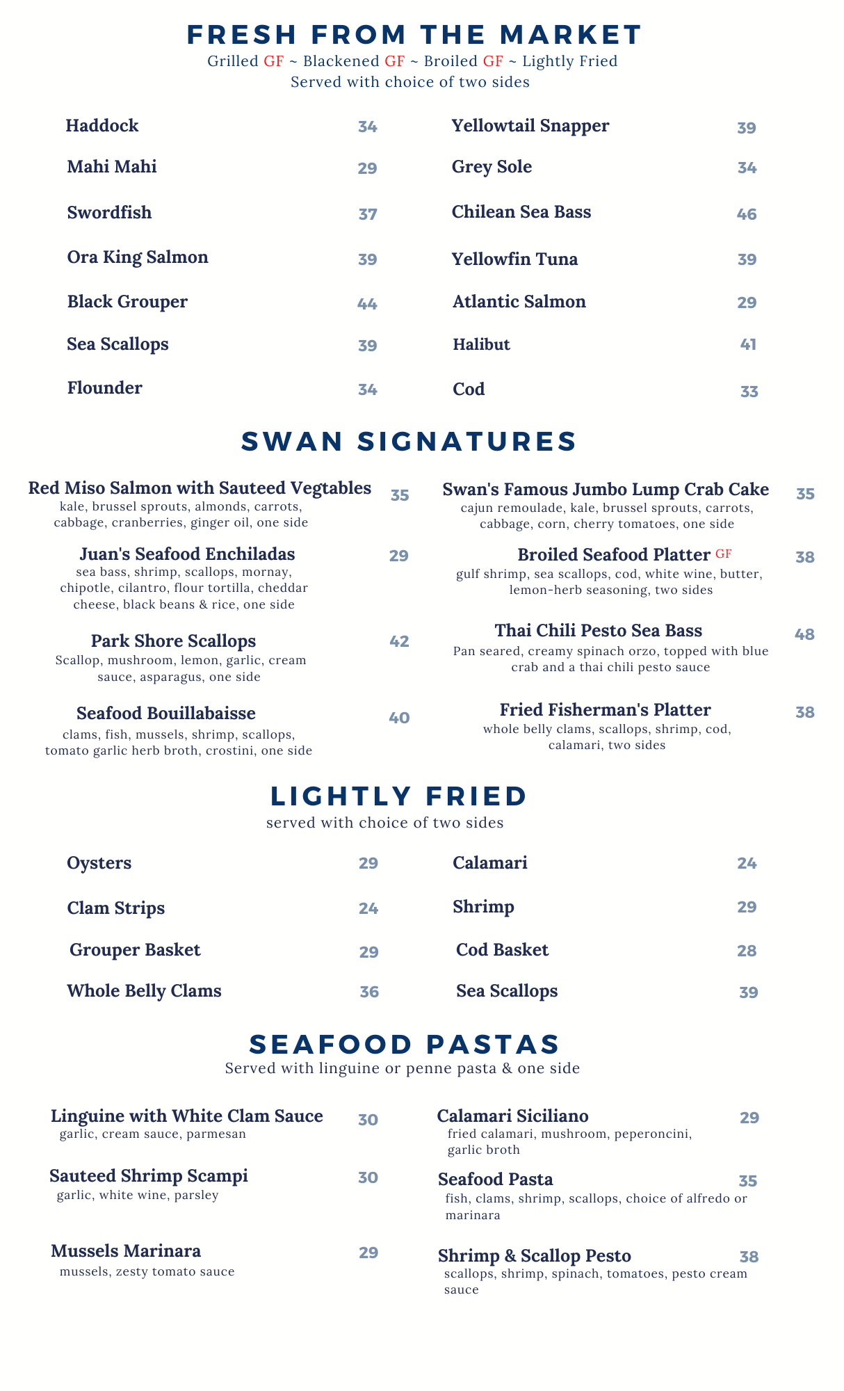 Dinner Menu — Swan River Seafood
