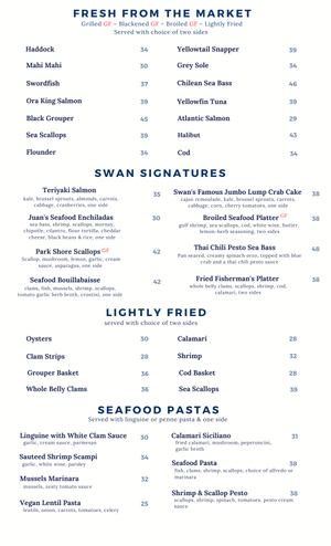 Dinner Menu — Swan River Seafood