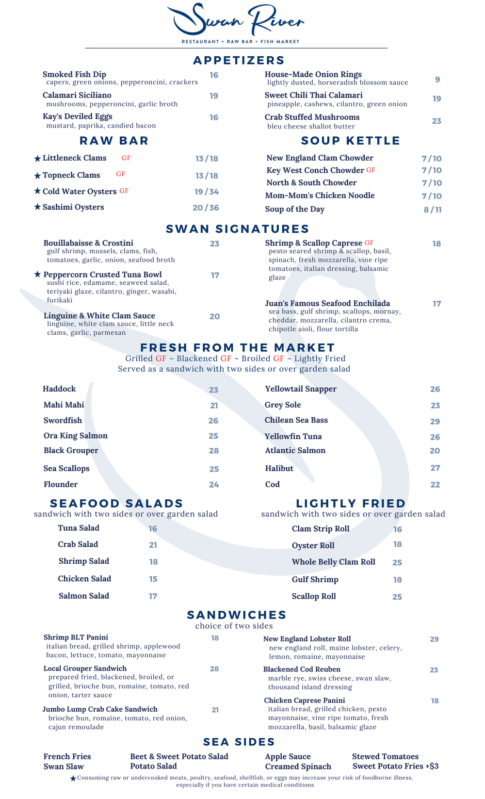 Lunch Menu — Swan River Seafood