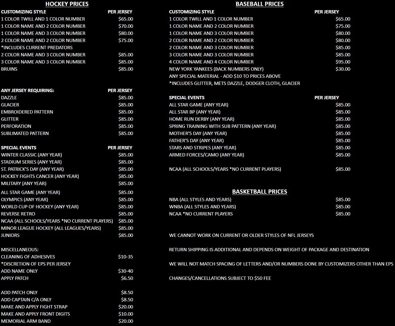 Pricing | Exclusive Pro -- Hockey Team Uniforms, Hockey Club Uniforms