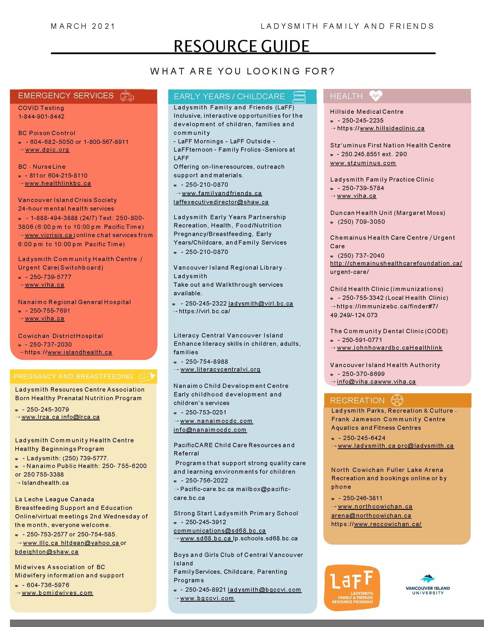 Resource Guide — Ladysmith Family and Friends