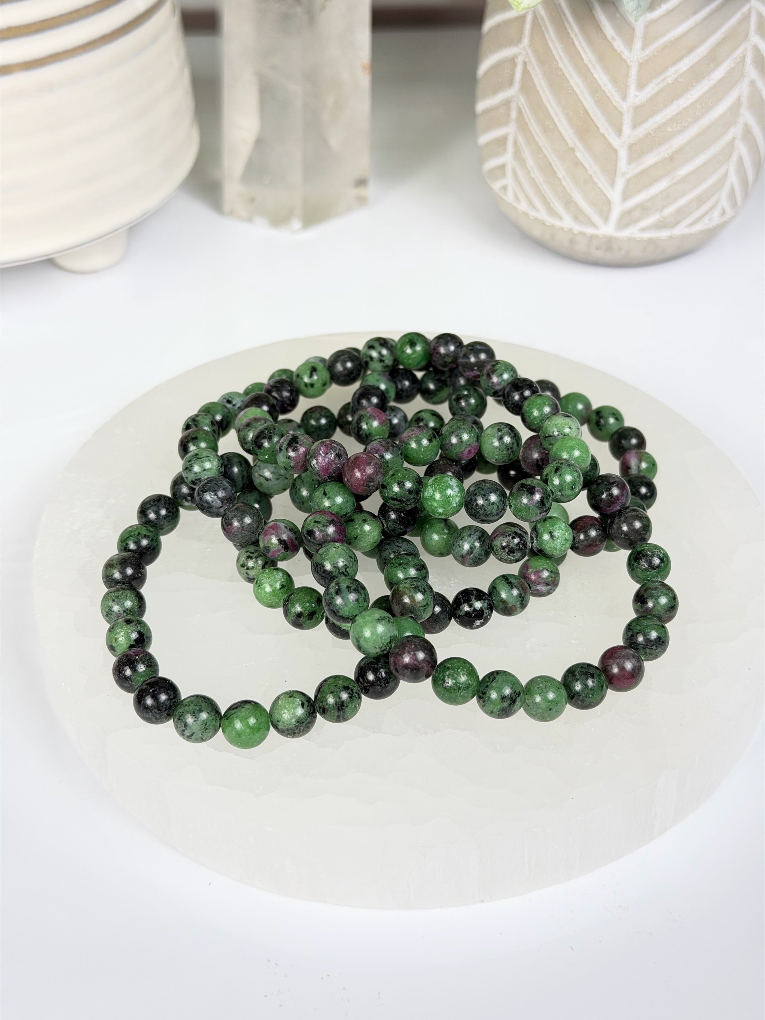 Ruby Zoisite Bracelet 8MM — Crystal Moon