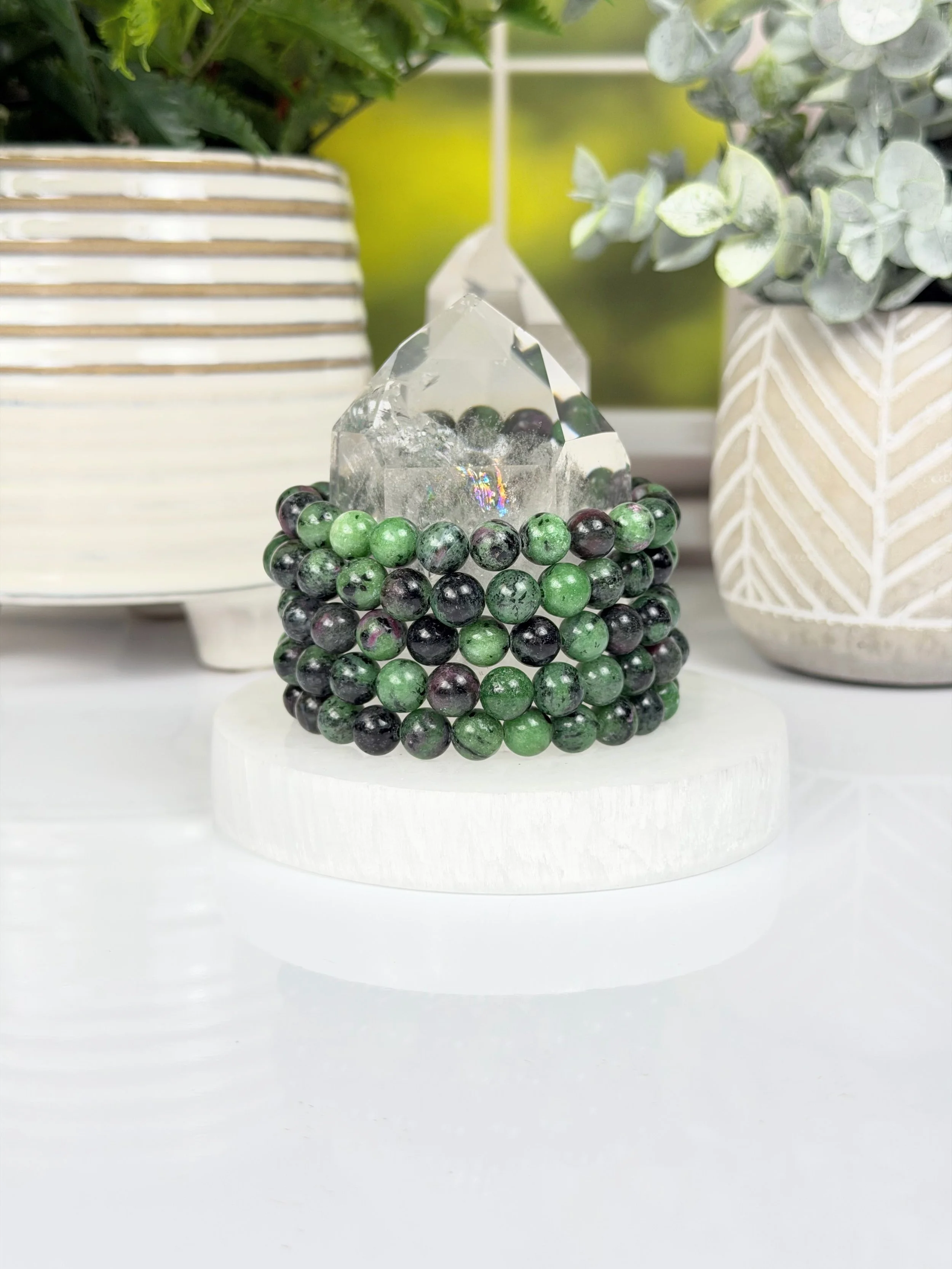 Ruby Zoisite Bracelet 8MM — Crystal Moon
