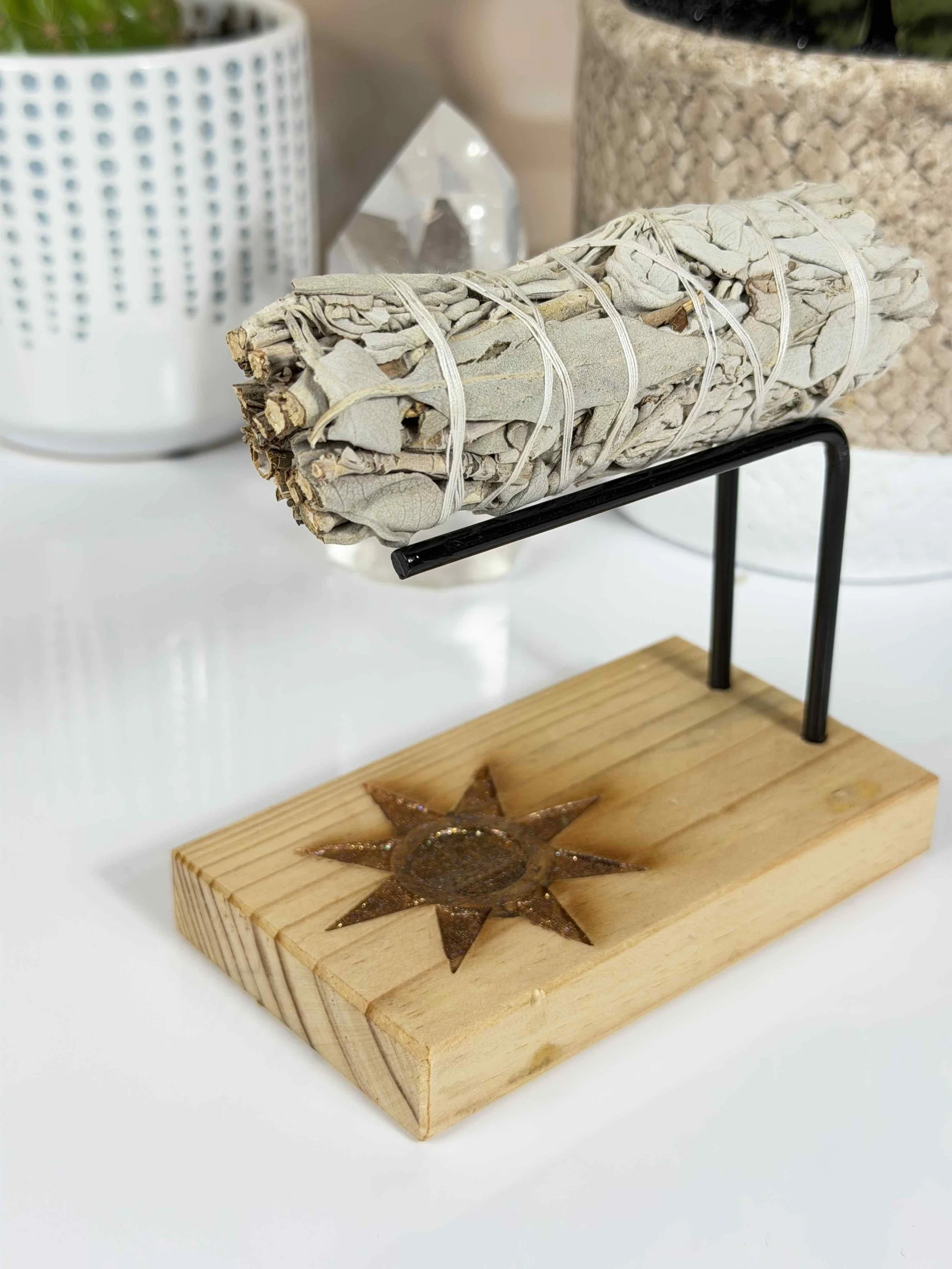 Handcrafted Wooden 8 Sided Star / Sun Sage Burner with Tea Light for ...