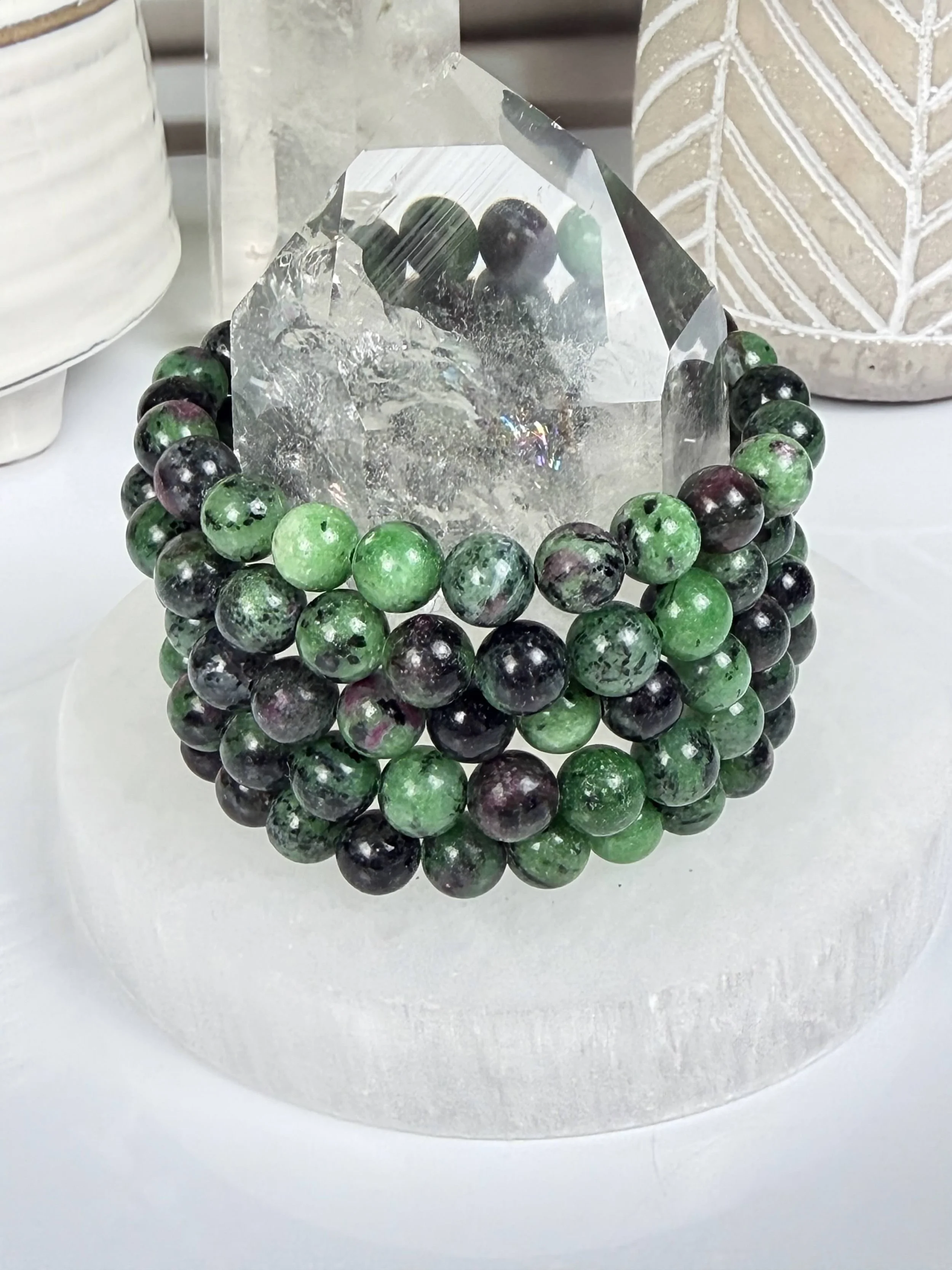 Ruby Zoisite Bracelet 8MM — Crystal Moon