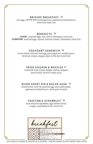 Brunch Menu | Brigade