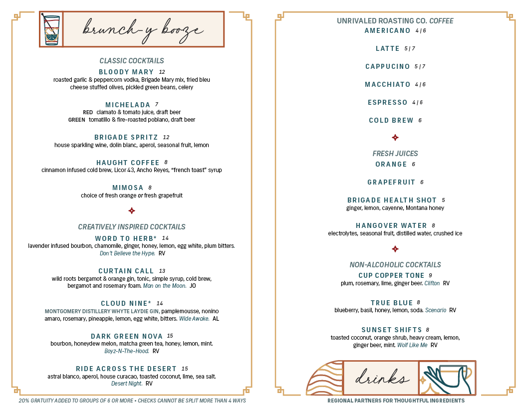 Brunch Menu | Brigade