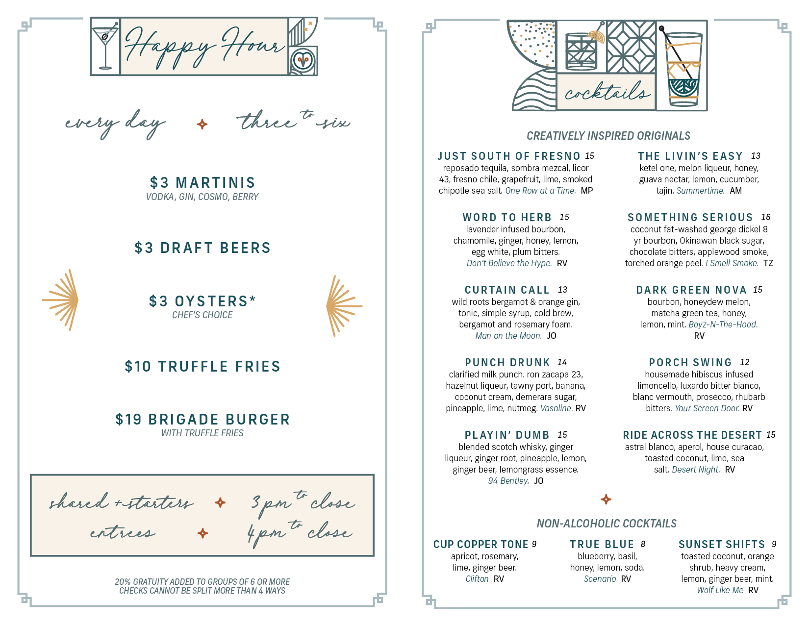 Dinner Menu | Brigade