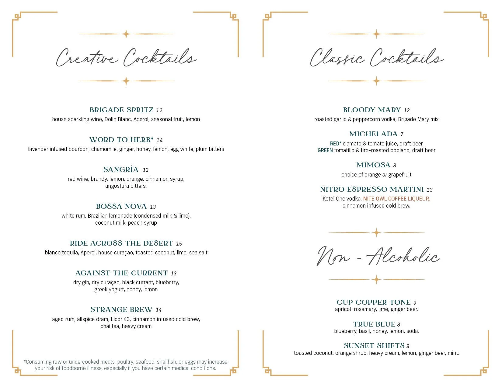 Brunch Menu | Brigade