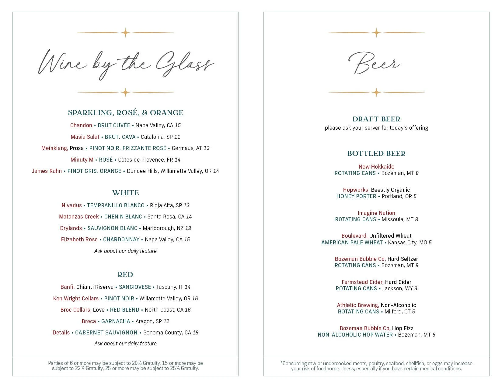 Dinner Menu | Brigade