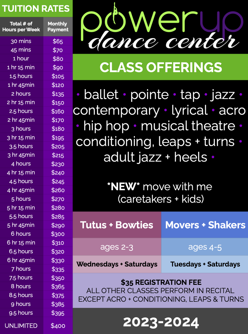 Tuition + Registration — PowerUp Dance Center
