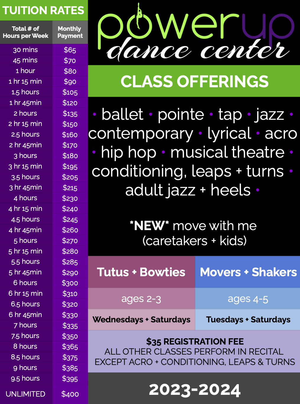 Tuition + Registration — PowerUp Dance Center