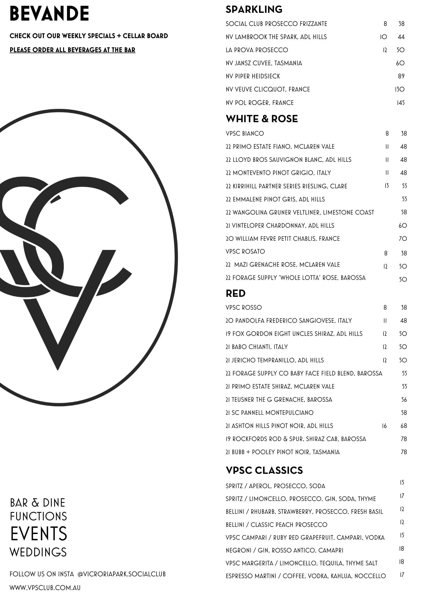 Food & Bar Victoria Park Social Club — Victoria Park Social Club