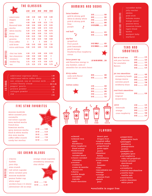 Menu — Red Star Coffee Company