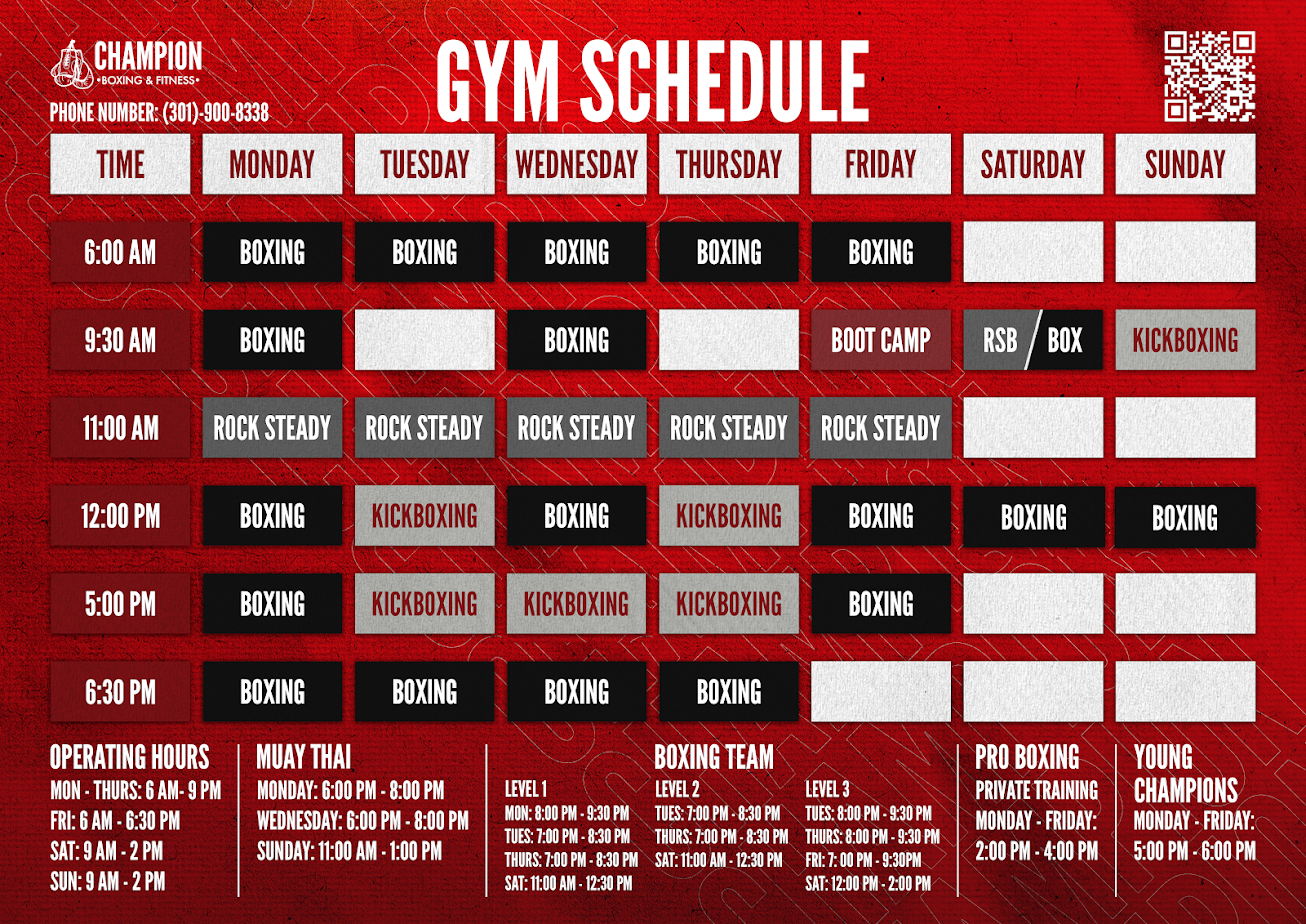 Schedule — CHAMPION BOXING & FITNESS