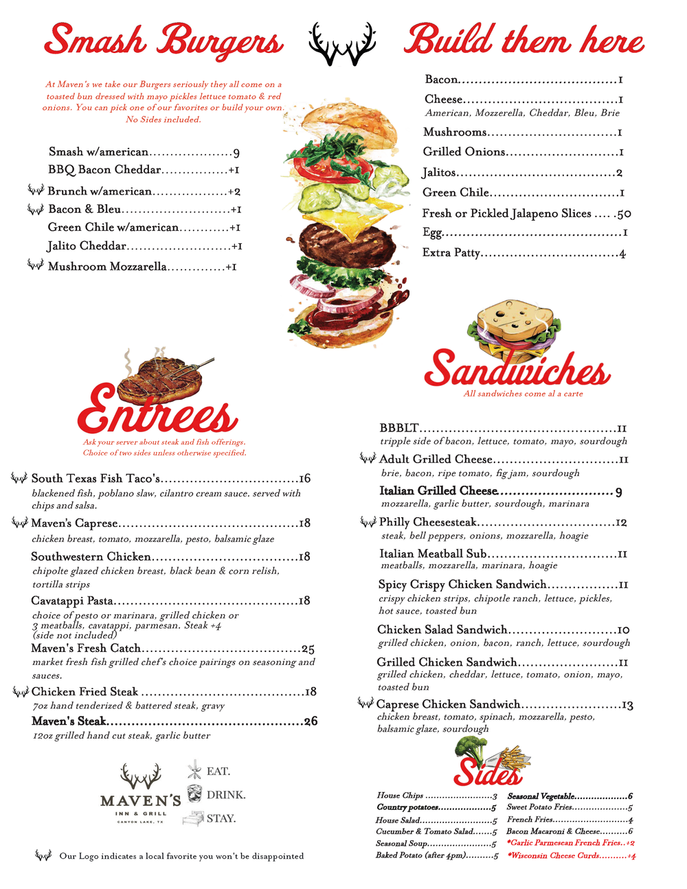 Regular Menu — Maven's Inn & Grill