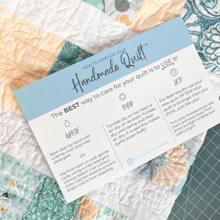Free Printable Quilt Care Card — Wild Plum Lane