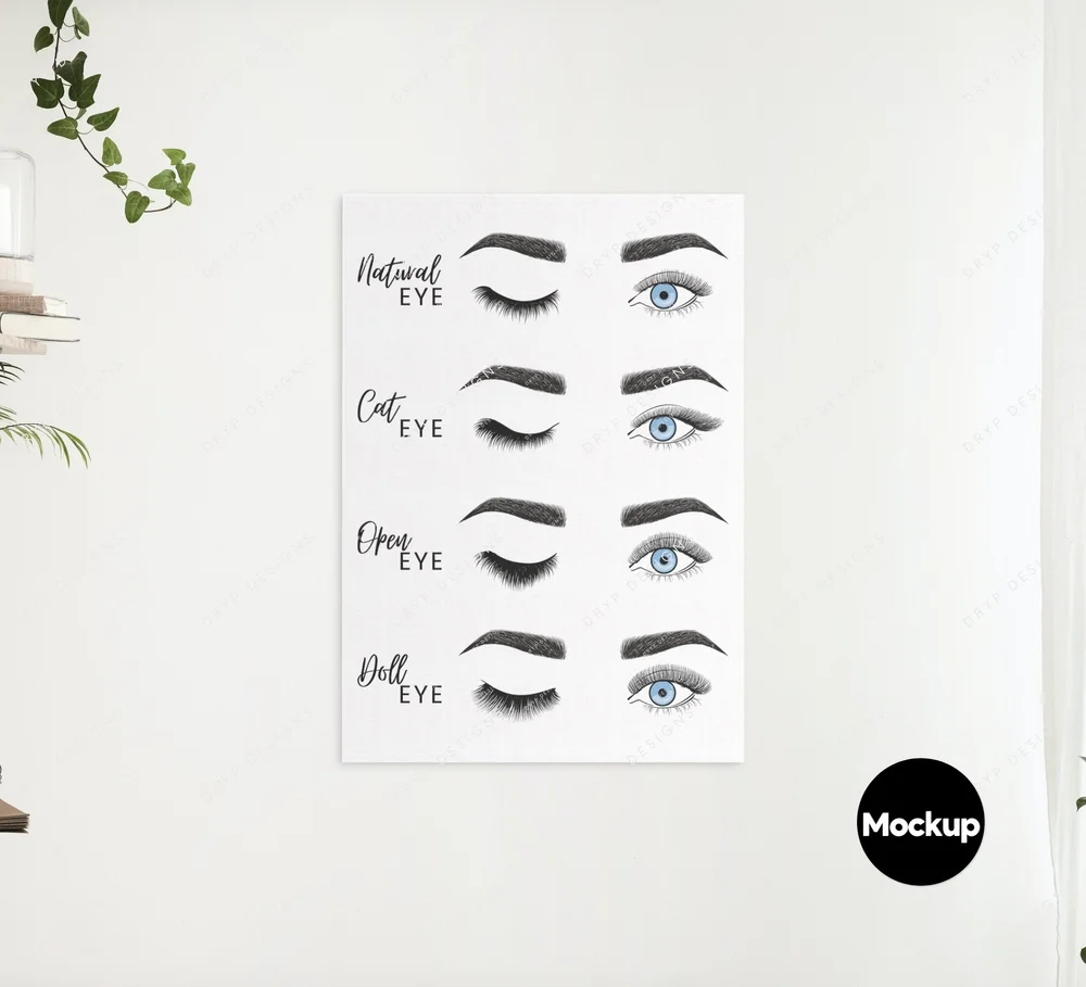Lash Extension Style Chart Digital Art Print - Bold Hazel Eyes ...