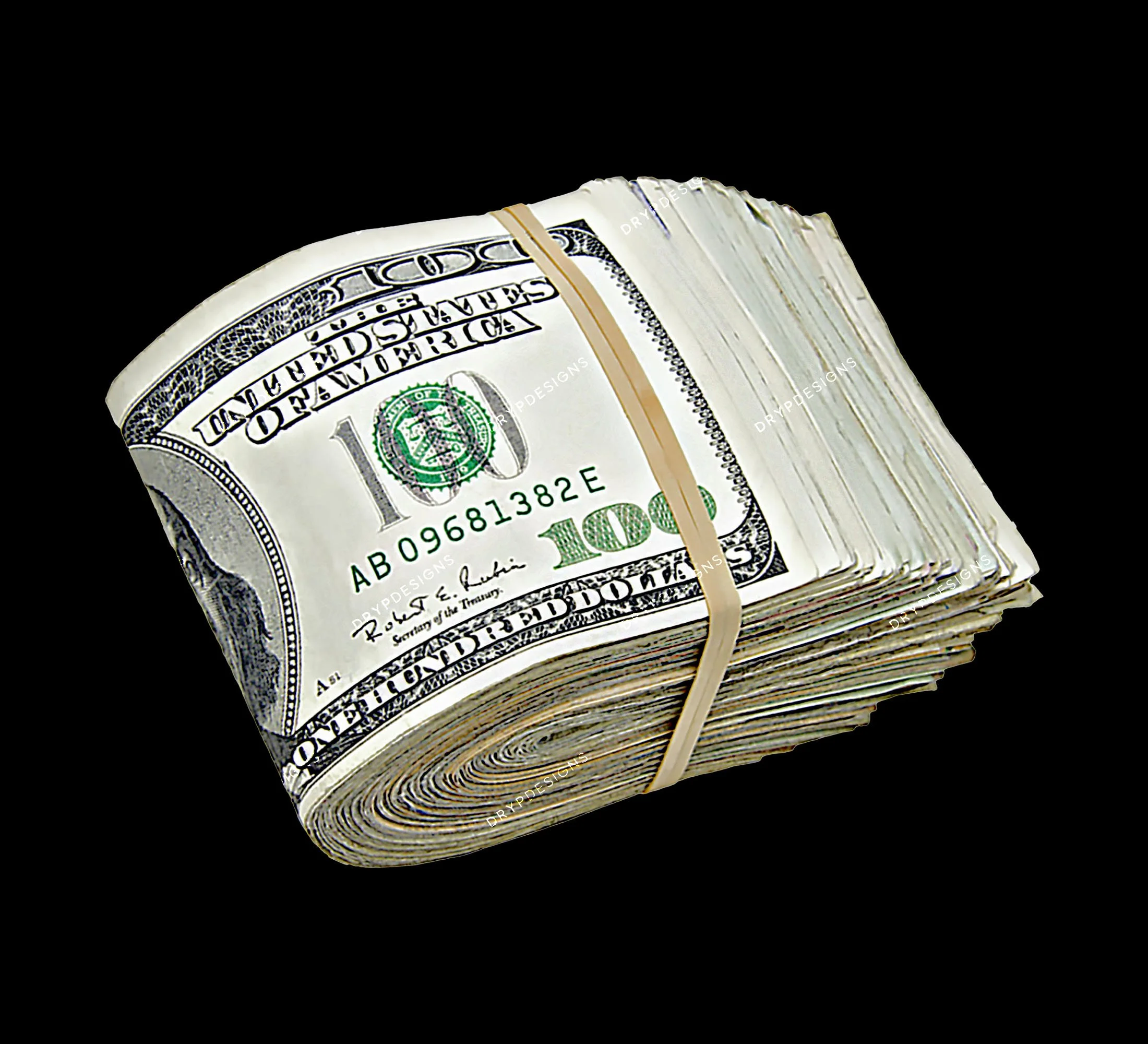 Single Falling 100 Dollar Bill Pink Money PNG — drypdesigns